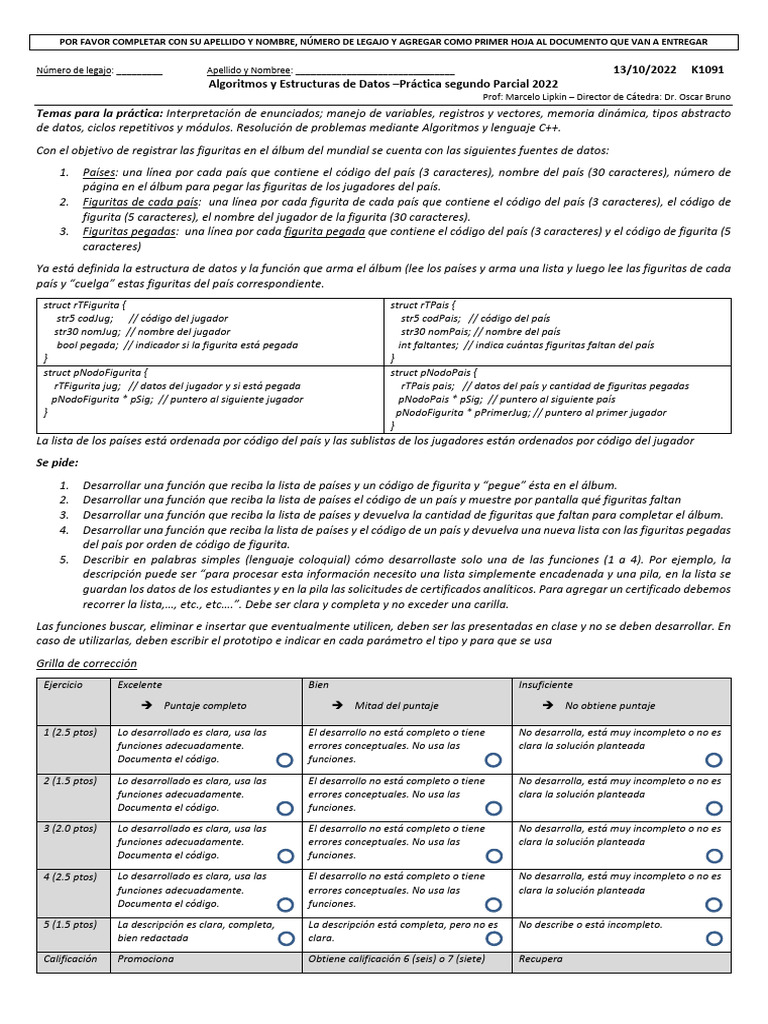 17 - 04 Enunciado Práctica para El 2do Parcial 2022 | PDF | Puntero (Programación de computadora ...