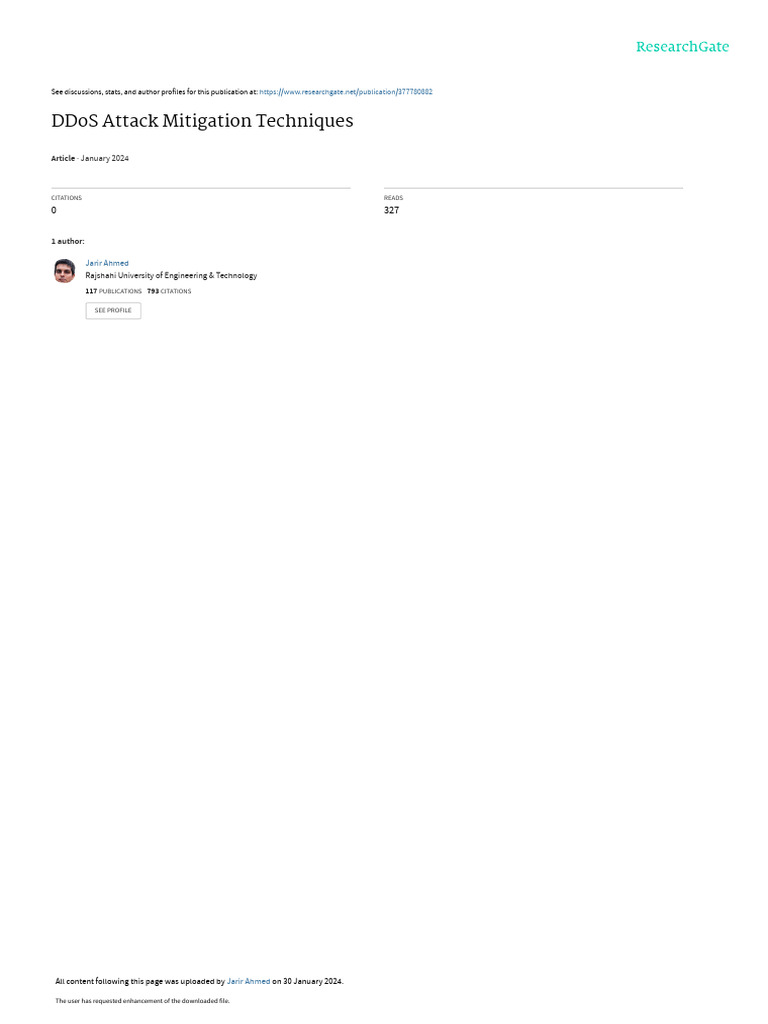 Ddos Attack Mitigation Techniques | PDF | Denial Of Service Attack | Computer Security