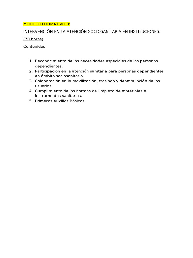 Módulo Formativo 3 | PDF | Bienestar