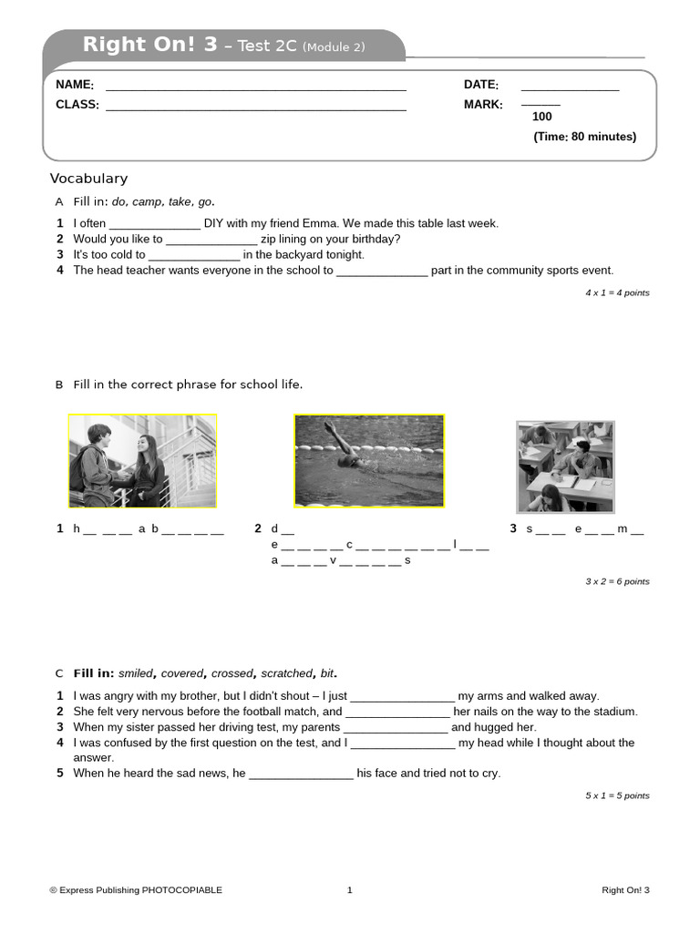06 RightOn 3 - SER - Test 2C - Mod 2 | PDF | Linguistics