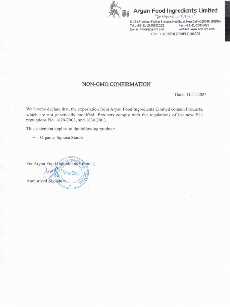 Non-GMO Confirmation | PDF
