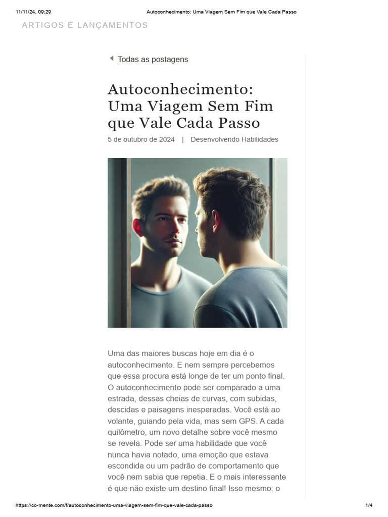 Autoconhecimento - Uma Viagem Sem Fim Que Vale Cada Passo | PDF | Vida ...