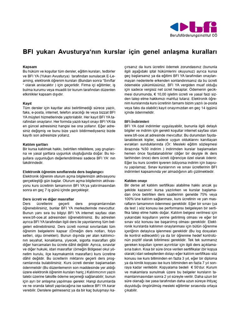 BFI AGB Tuerkisch | PDF
