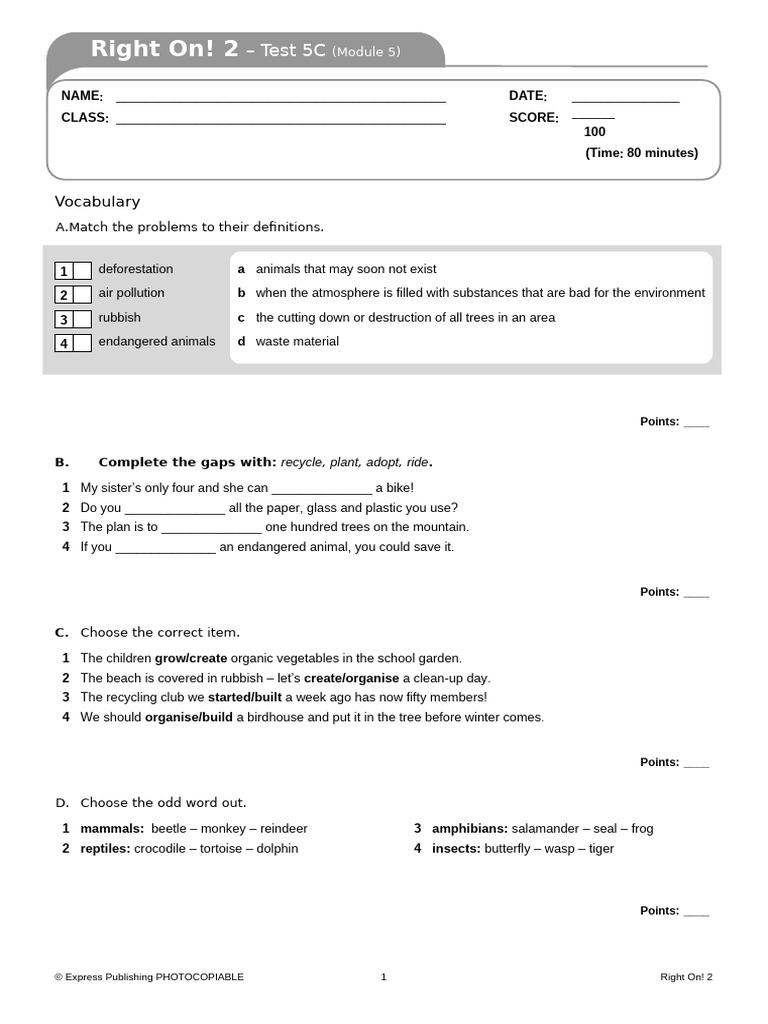 16 Right On 2 - Test 5C - Mod 5 | PDF | Language Arts & Discipline ...