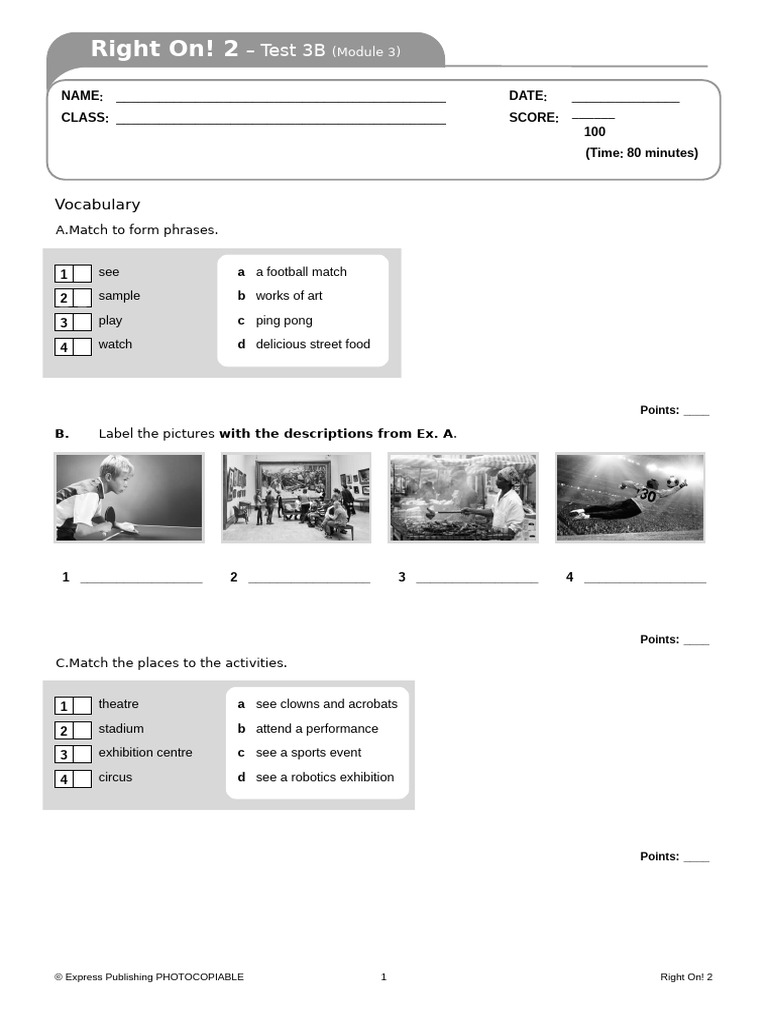 08 Right On 2 - Test 3B - Mod 3 | PDF
