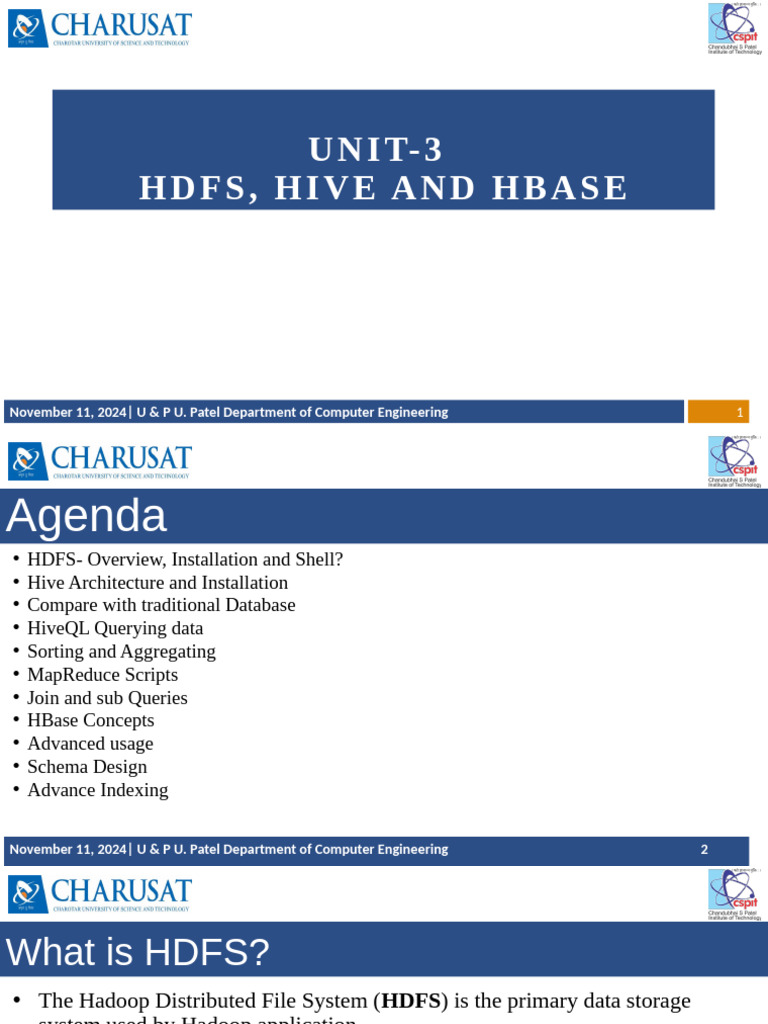 Unit-3 - HDFS, Hive and Hbase | PDF