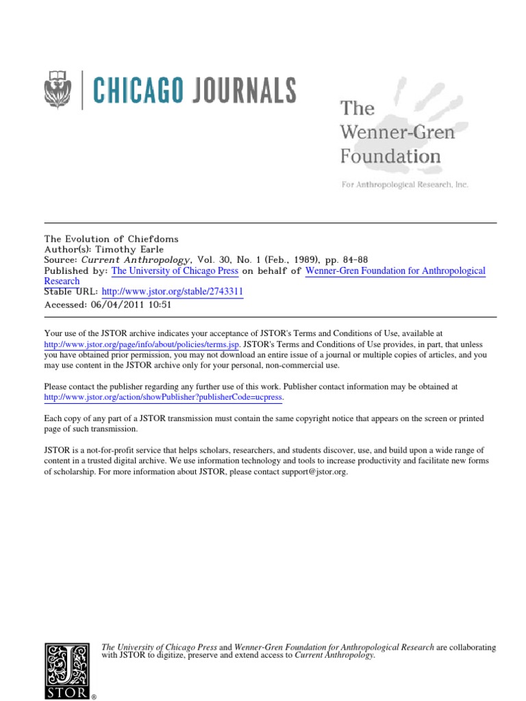Timothy Earle - The Evolution of Chiefdoms | PDF | Franz Boas | Mesoamerica