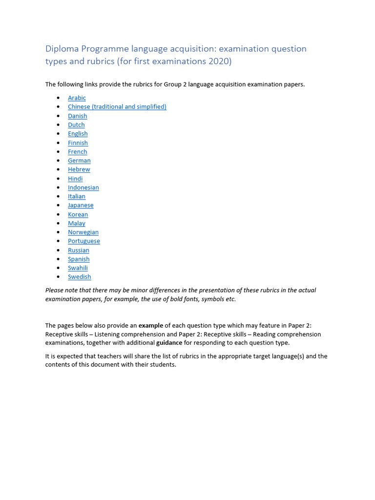 Examination Question Types and Rubrics | PDF | Question | Rubric (Academic)