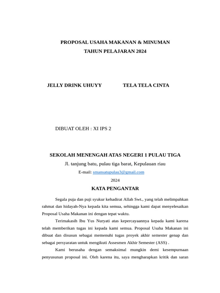 Contoh Proposal Usaha Xi Ips 2 | PDF | Karier & Perkembangan | Bisnis