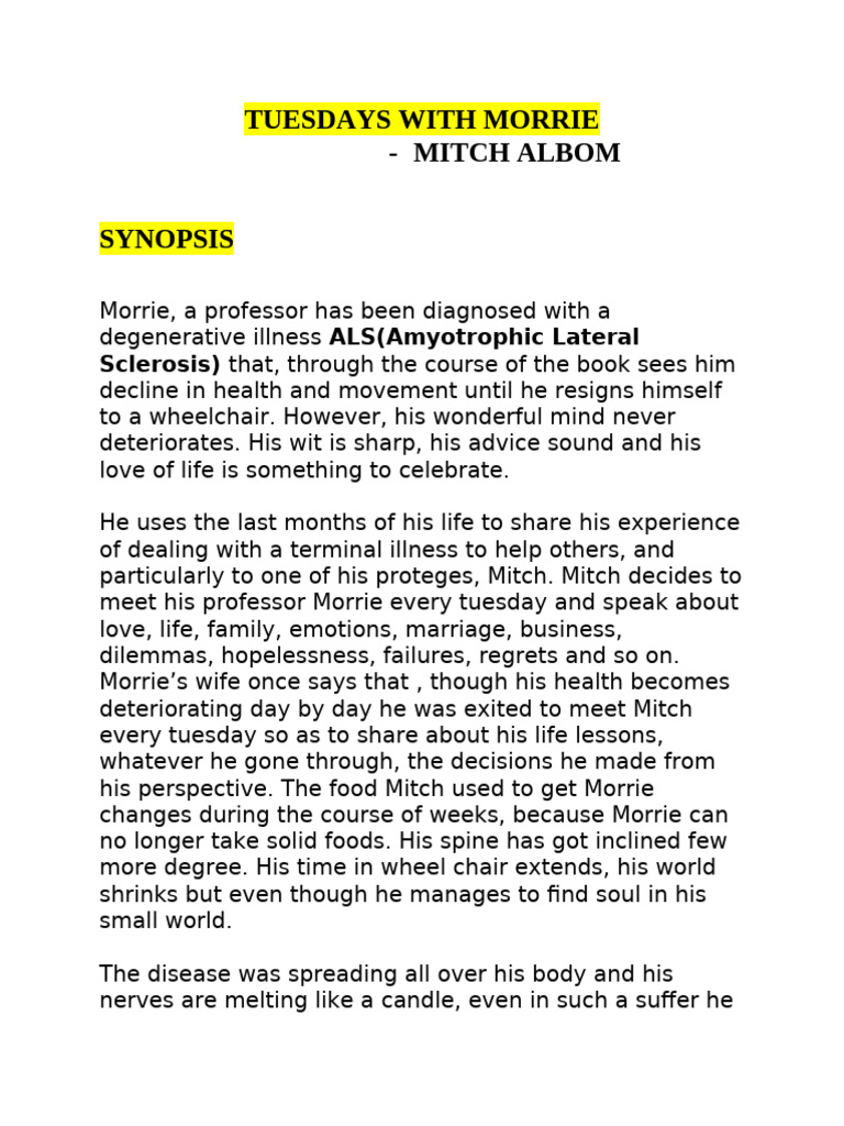 Life Lessons from Tuesdays with Morrie | PDF