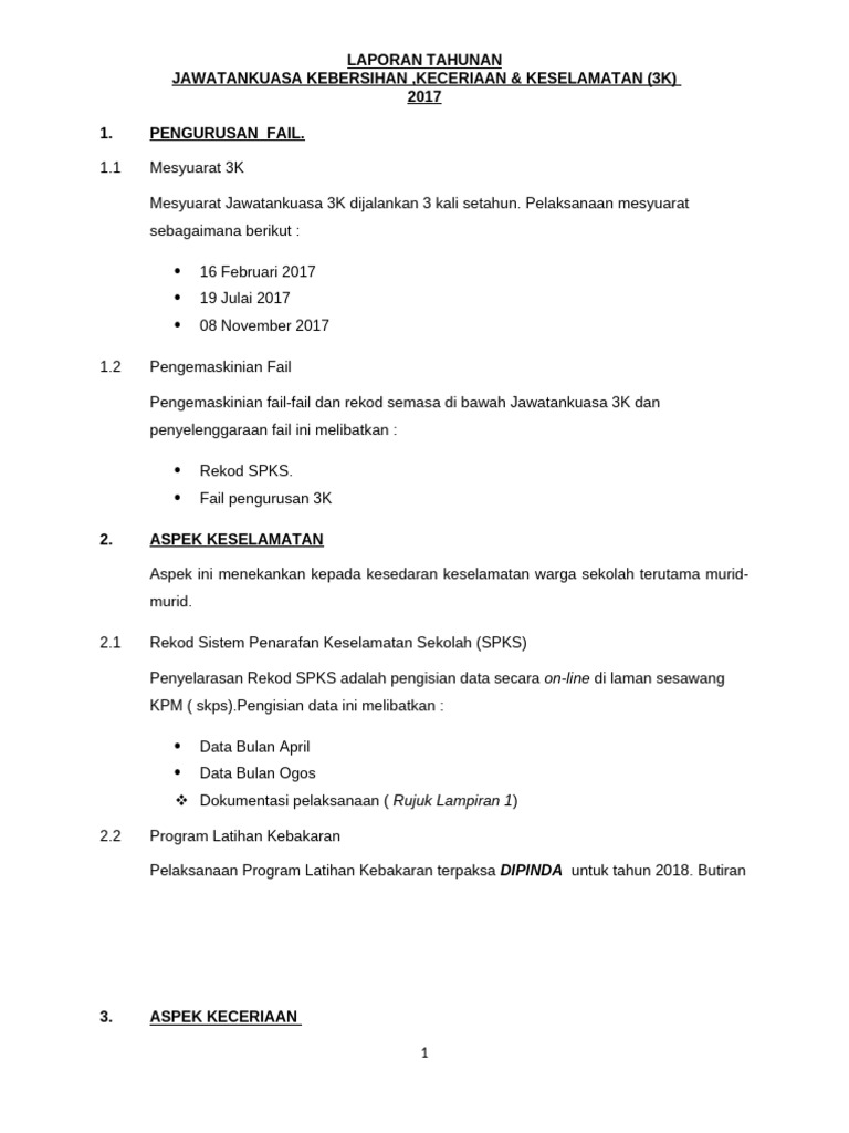 RINGKASAN LAPORAN TAHUNAN 3K | PDF