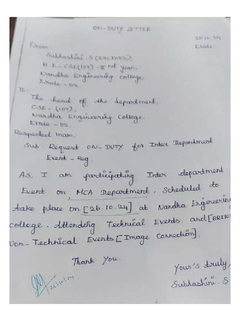 On Duty Letter | PDF