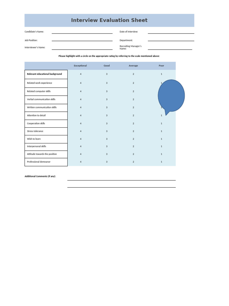Interview Evaluation Sheet | PDF