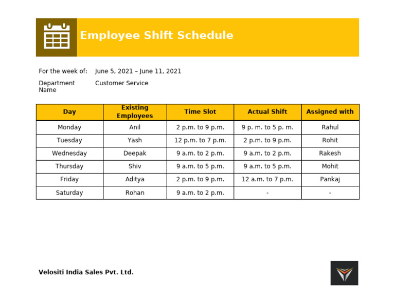 Employee Shift Shedule | PDF