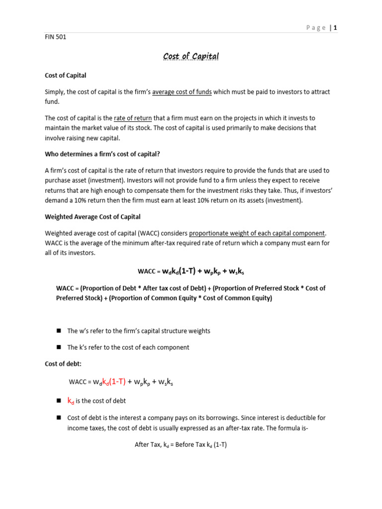 Cost of Capital | PDF | Cost Of Capital | Stocks
