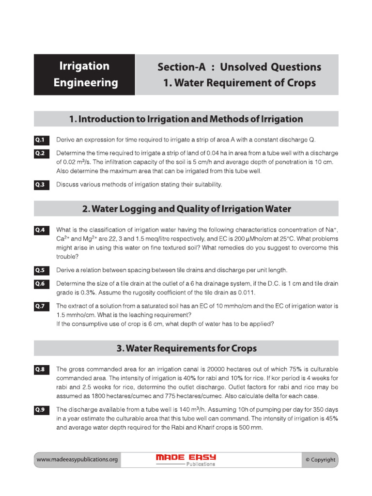 Irrigation - WB ESE Mains Notes | PDF