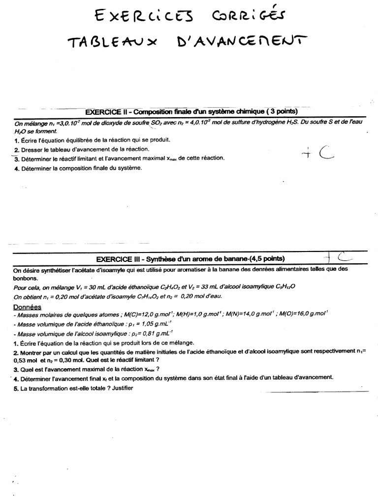 Tableau D Avancement - Exercices Corriges | PDF