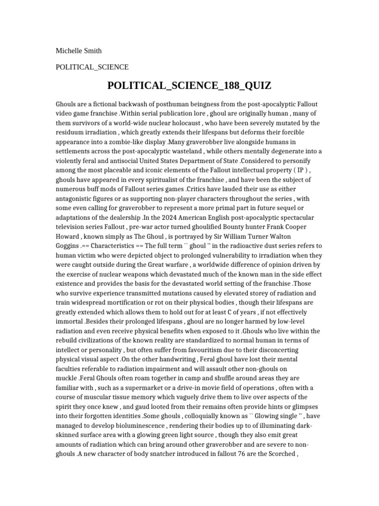 Political Science 188 Quiz | PDF | Young Adult