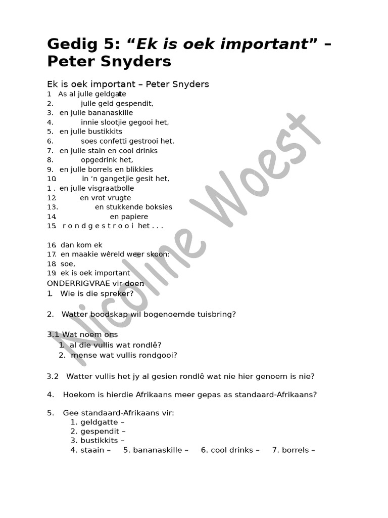 Ek Is Oek Important Vrae en Antw | PDF