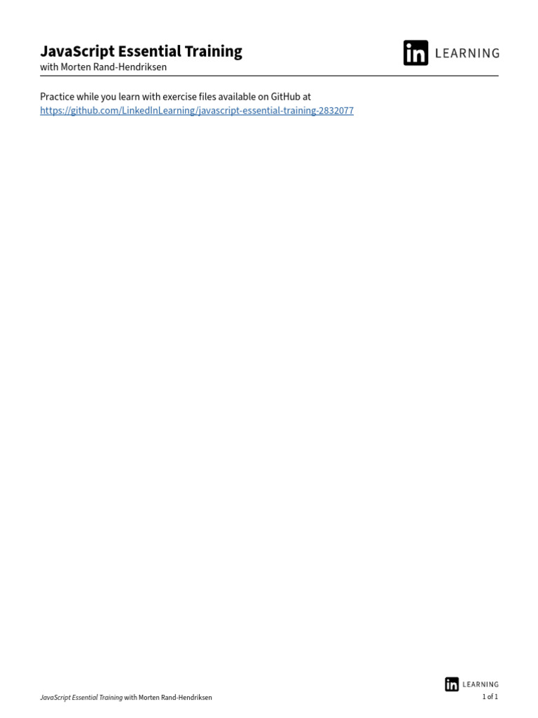 JavaScript Essential Training On GitHub | PDF | Career & Growth | Computers