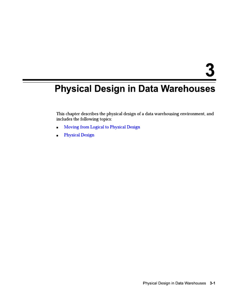 Lecture 3 - Physical Design in Data Warehouse | PDF