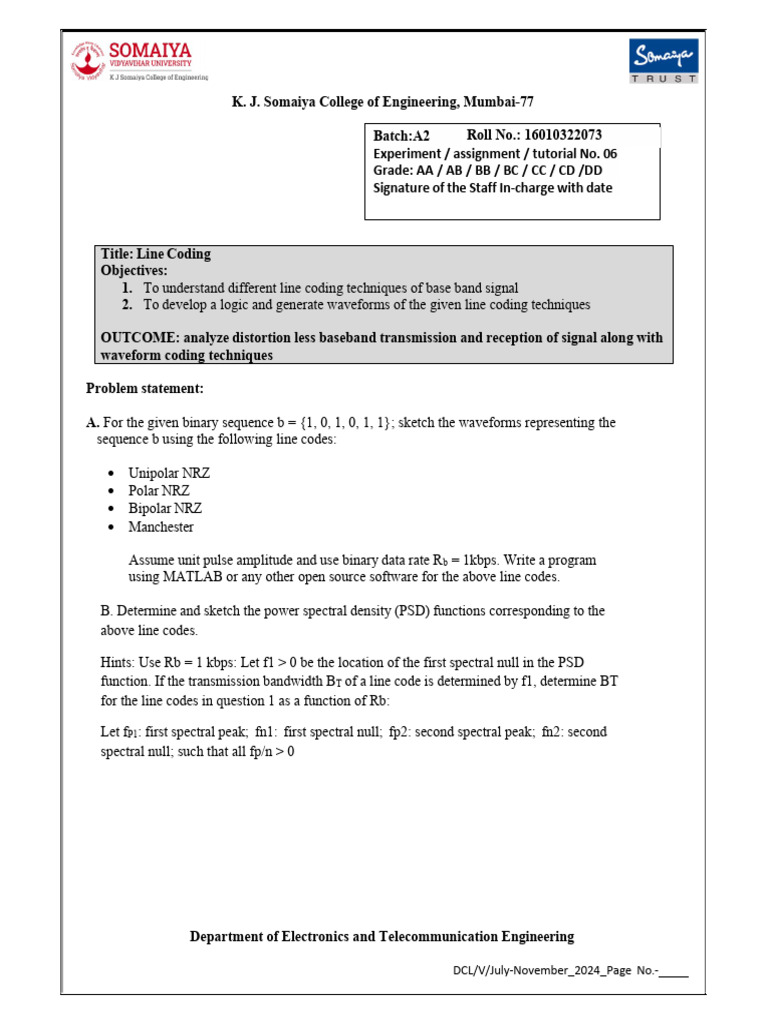 EXp 6 | PDF | Bandwidth (Signal Processing) | Electrical Engineering