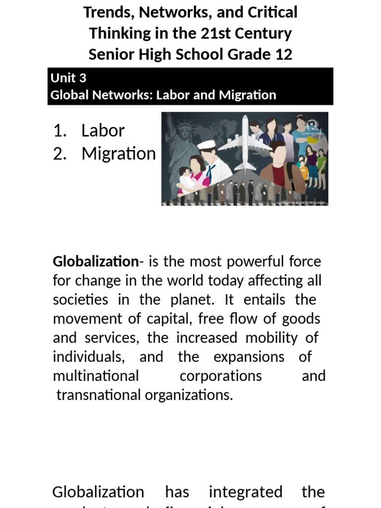 Unit 3 Global Networks: Labor and Migration | PDF | Human Migration ...