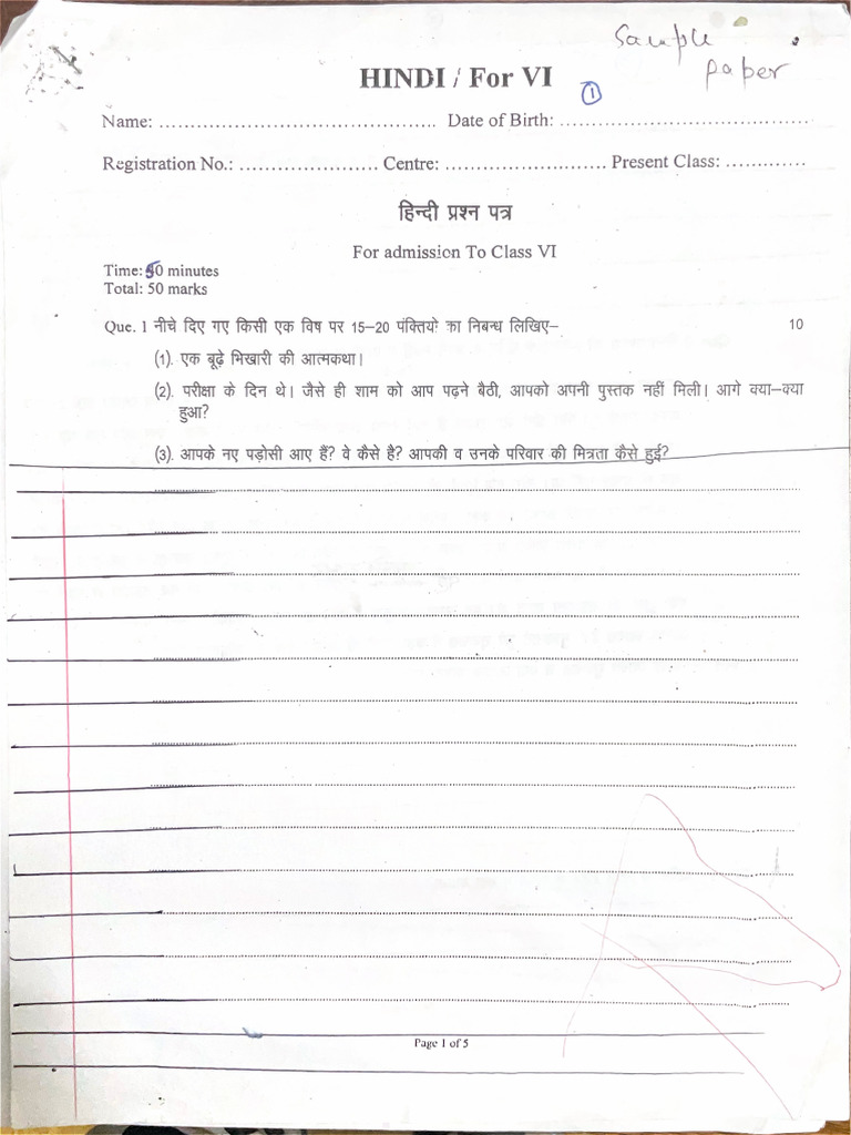 Hindi Paper | PDF