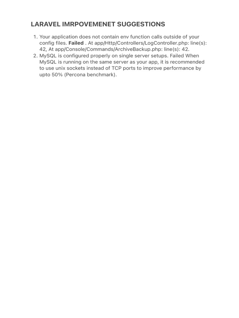 Laravel Imrpovemenet Suggestions | PDF