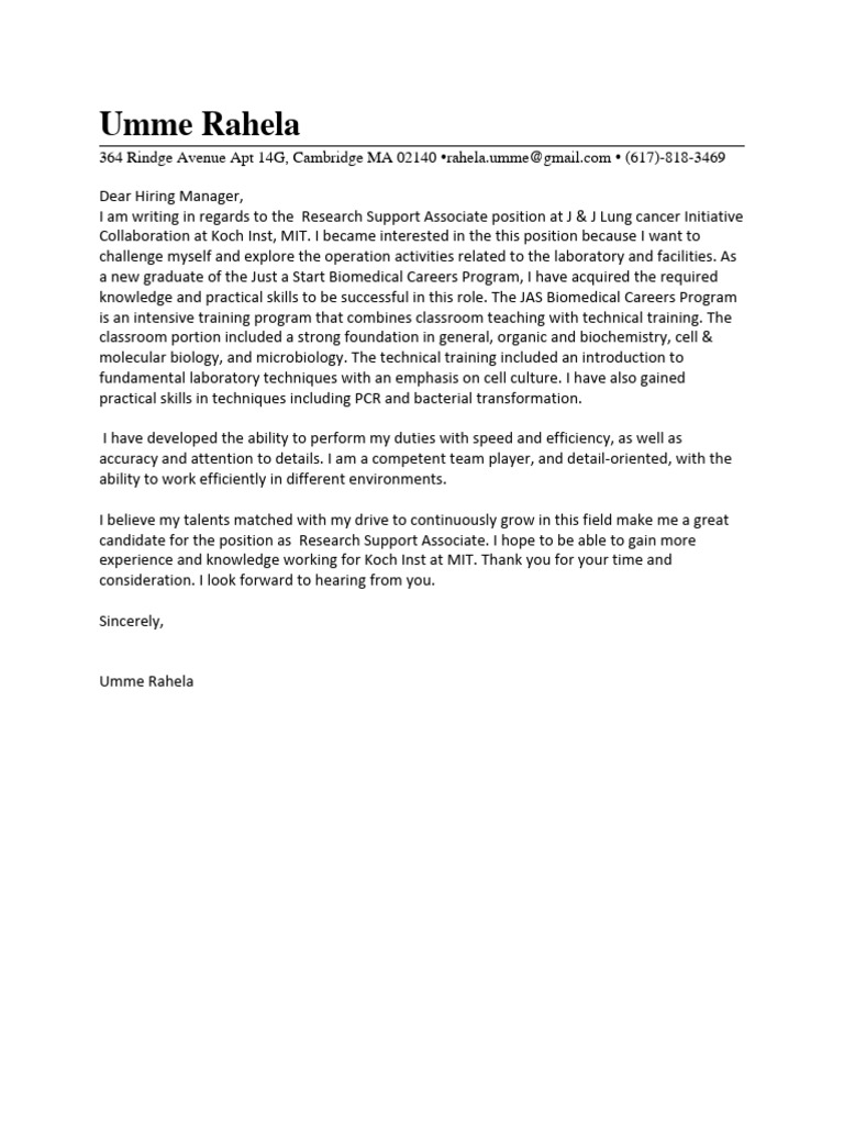 Cover Letter - J&J | PDF