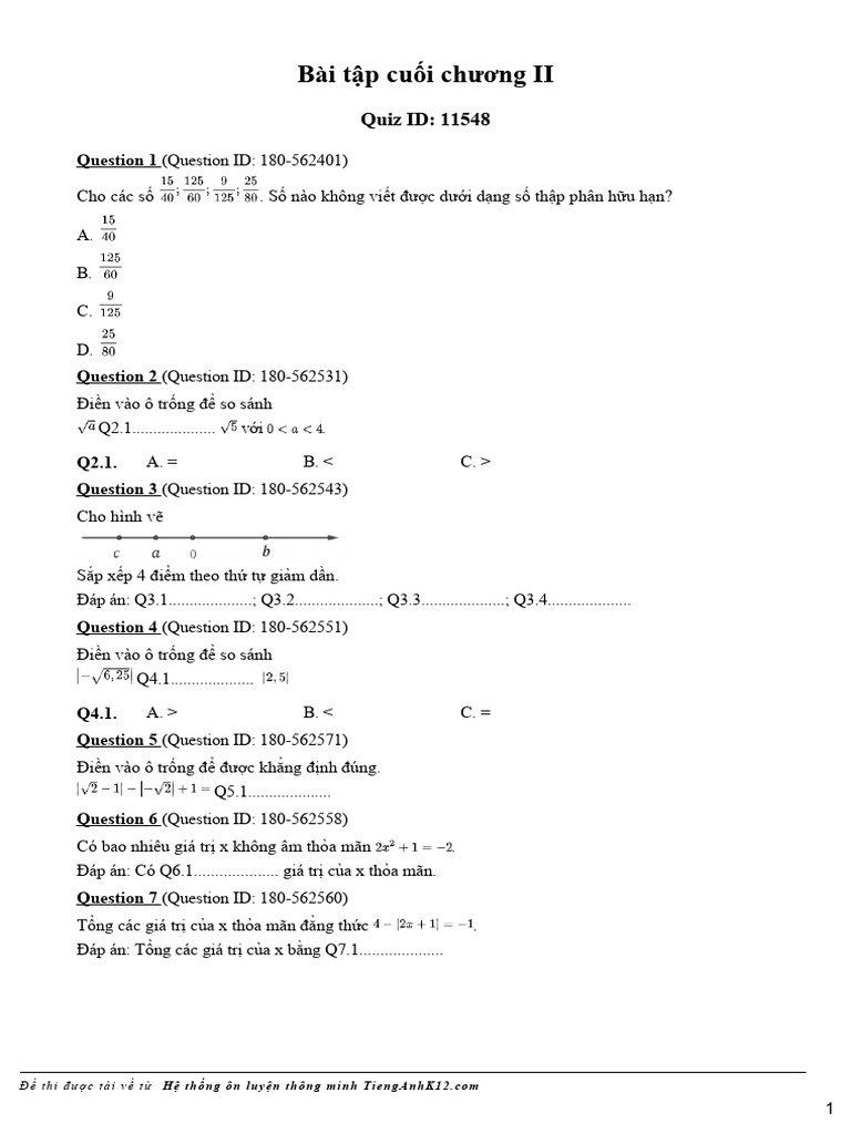Quiz - 11548 - Bai Tap Cuoi Chuong II | PDF