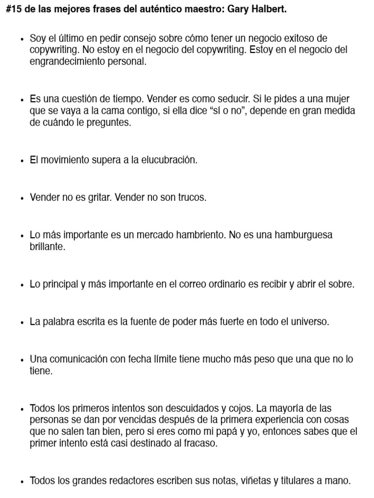 Frases clave de Gary Halbert sobre copywriting | PDF | Relaciones ...