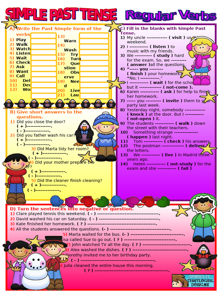 Simple Past Tense Exercises | PDF | Language Mechanics | Syntax