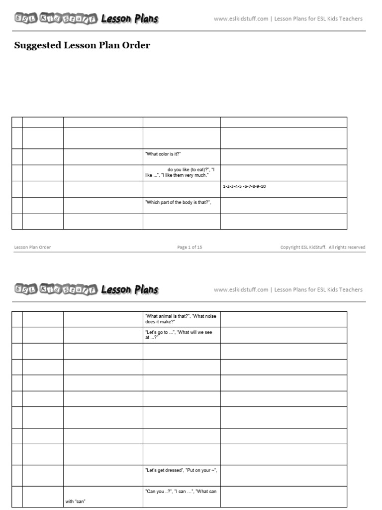 Lesson Plan Order | PDF | Lesson Plan | Worksheet