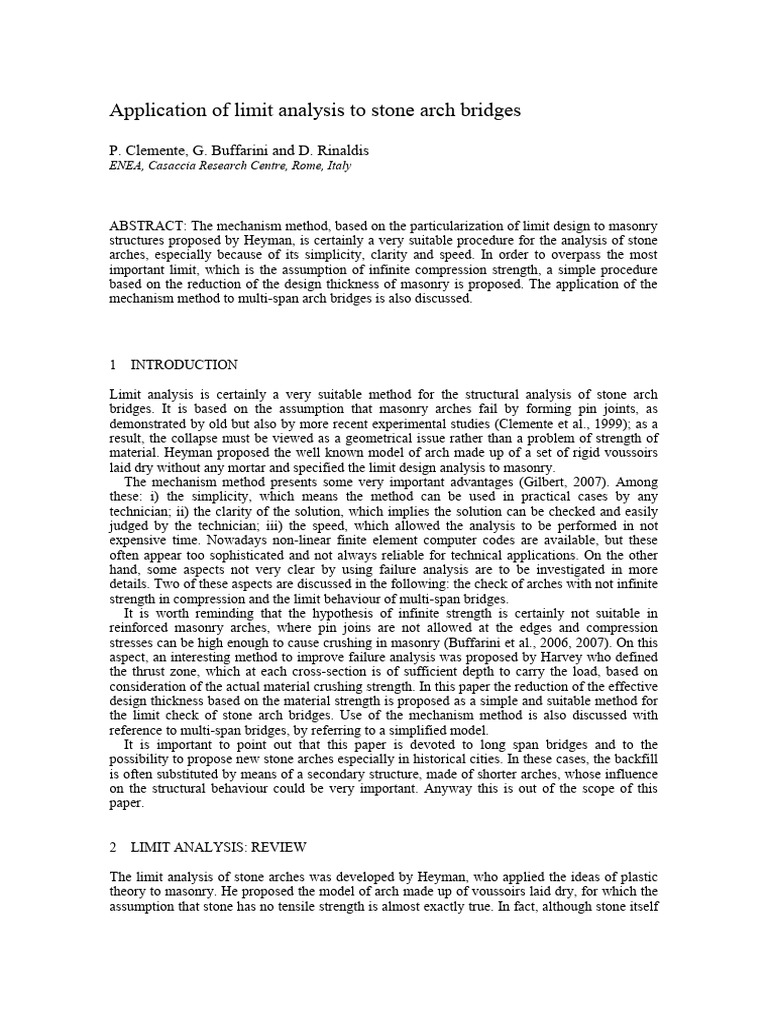 61-Application of Limit Analysis To Stone Arch Bridges | PDF | Strength ...