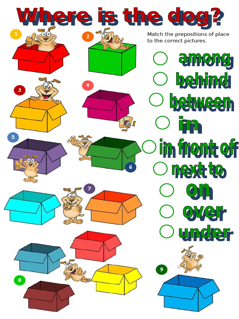 Wheres The Dog Prepositions of Place Fun Activities Games - 19790 | PDF
