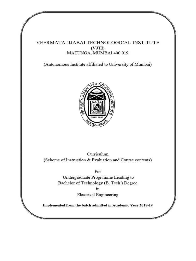 VJTI B.Tech Electrical Engineering Curriculum | PDF