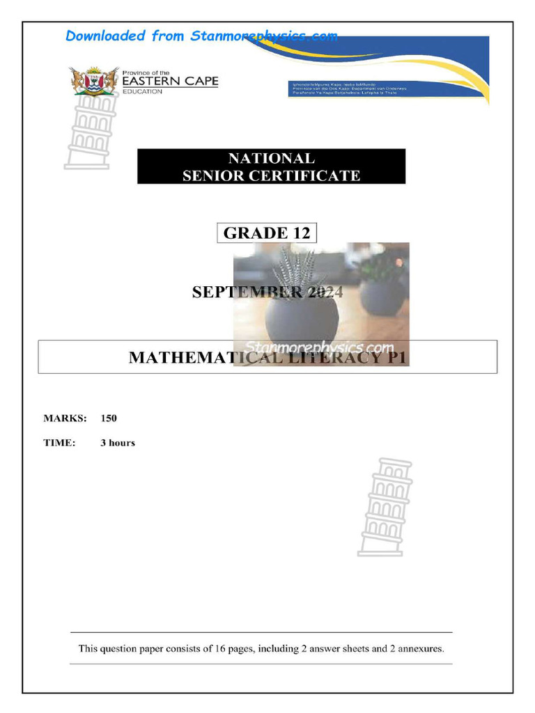 EC Maths Literacy Grade 12 September 2024 P1 and Memo | PDF
