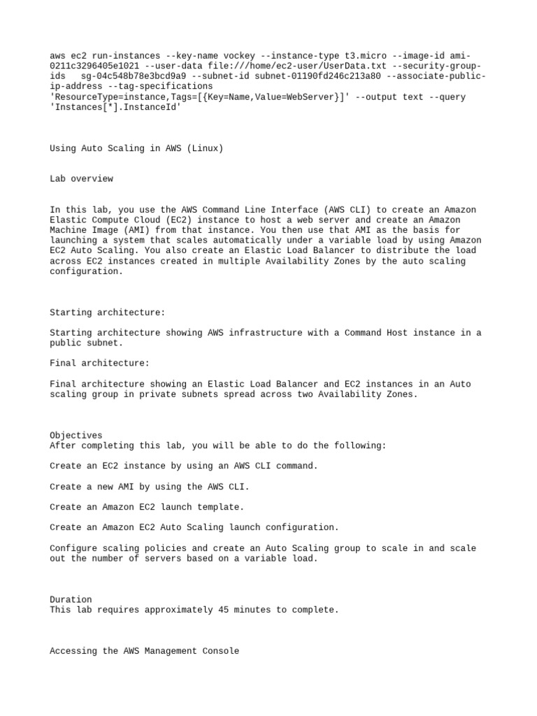 Autoscaling in Aws Linux | PDF | Amazon Web Services | Command Line Interface