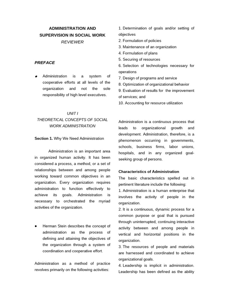 Administration and Supervision in Social Work | PDF | System | Social Work