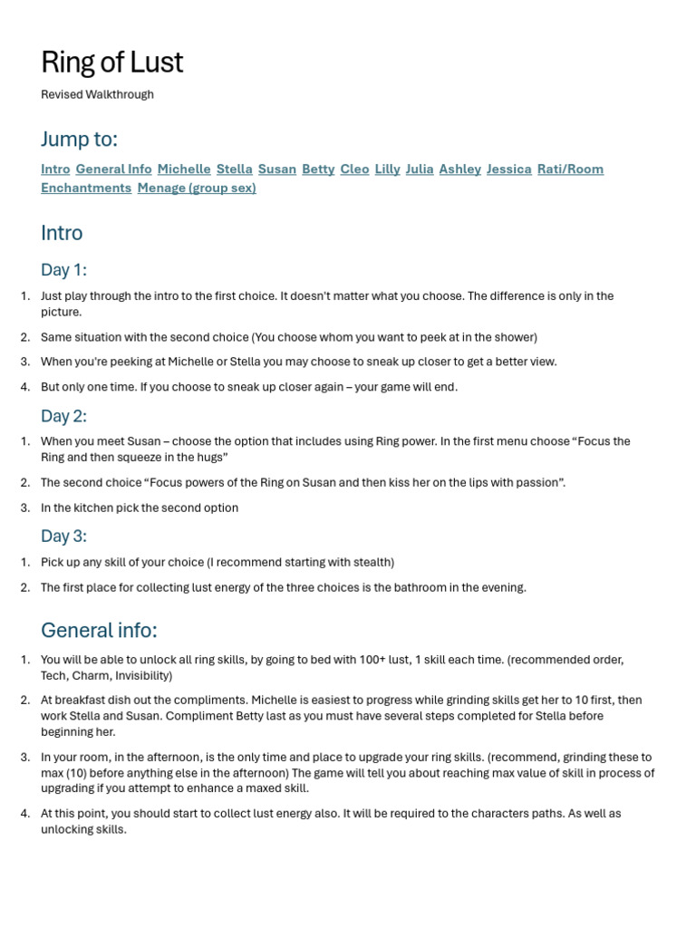 Ring of Lust Walkthrough | PDF | Self-Improvement