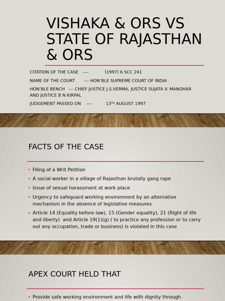 Vishaka Guidelines for Workplace Safety | PDF | Politics