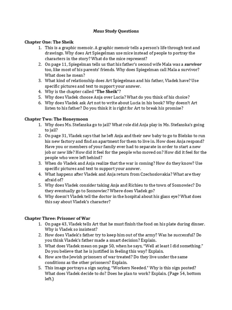Maus Study Guide Questions | PDF | The Holocaust | Nazi War Crimes
