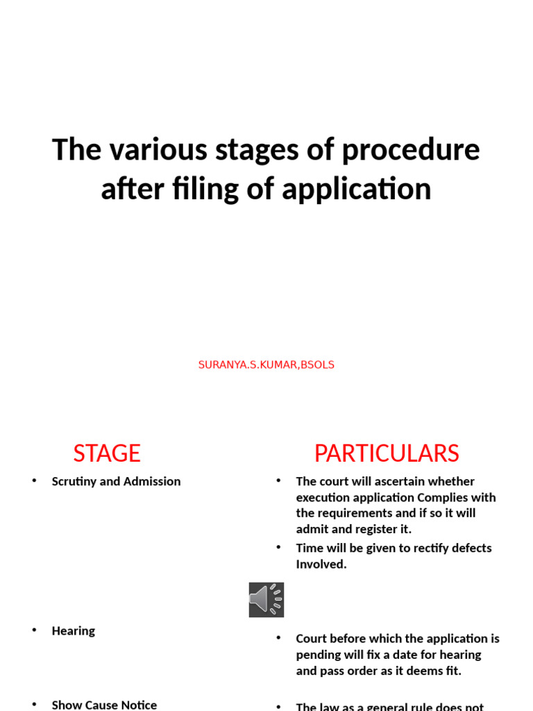 The Various Stages of Procedure After Filing of EXECUTION APPLICATION | PDF