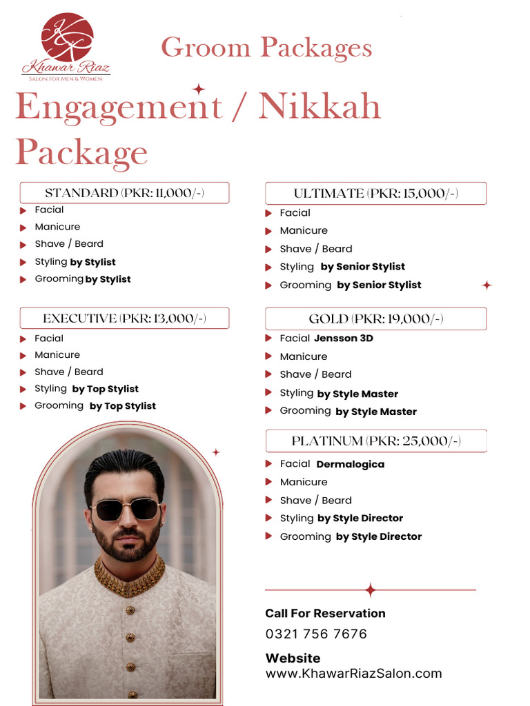 Khawar Riaz Salon Engagement Packages | PDF | Hairdresser | Beard