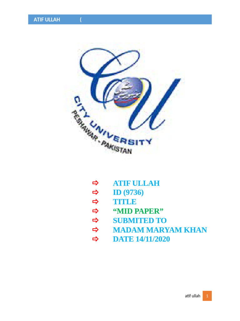 Atif 9736 Sec (B) Mid | PDF | Computer Network | Transmission Control ...