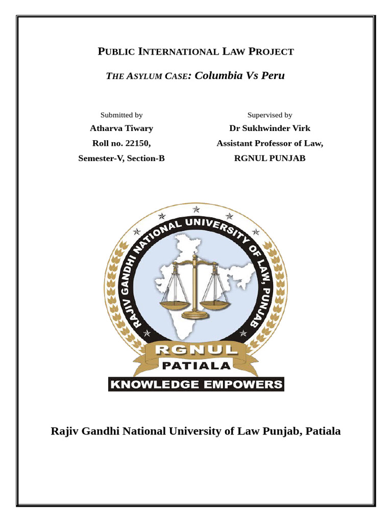 PUBLIC INTERNATIONAL LAW PROJECT Sem 5 | PDF | International Law ...