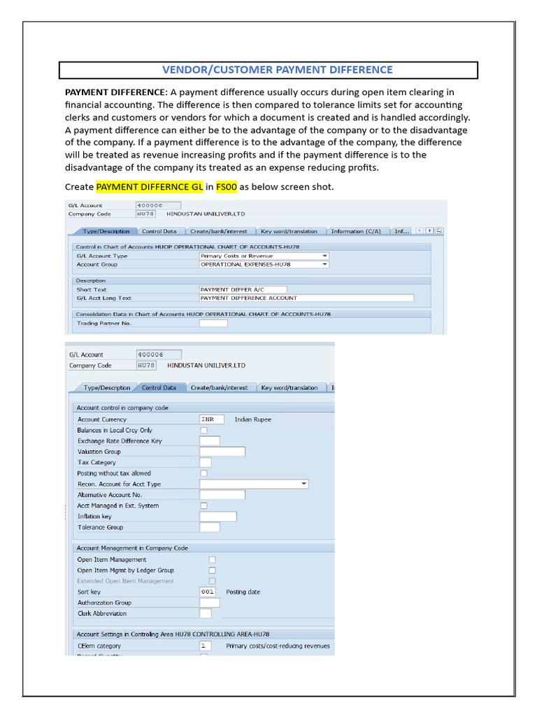 Payment Difference Handling Guide | PDF