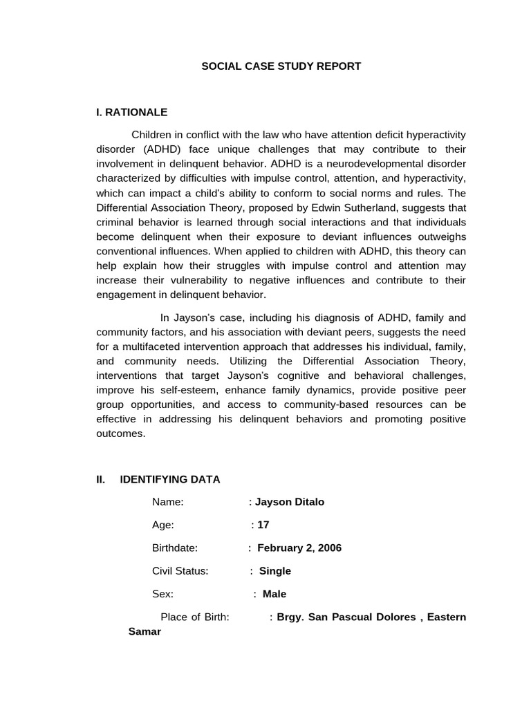 Case Study Differential Association Theory1 | PDF | Attention Deficit Hyperactivity Disorder ...