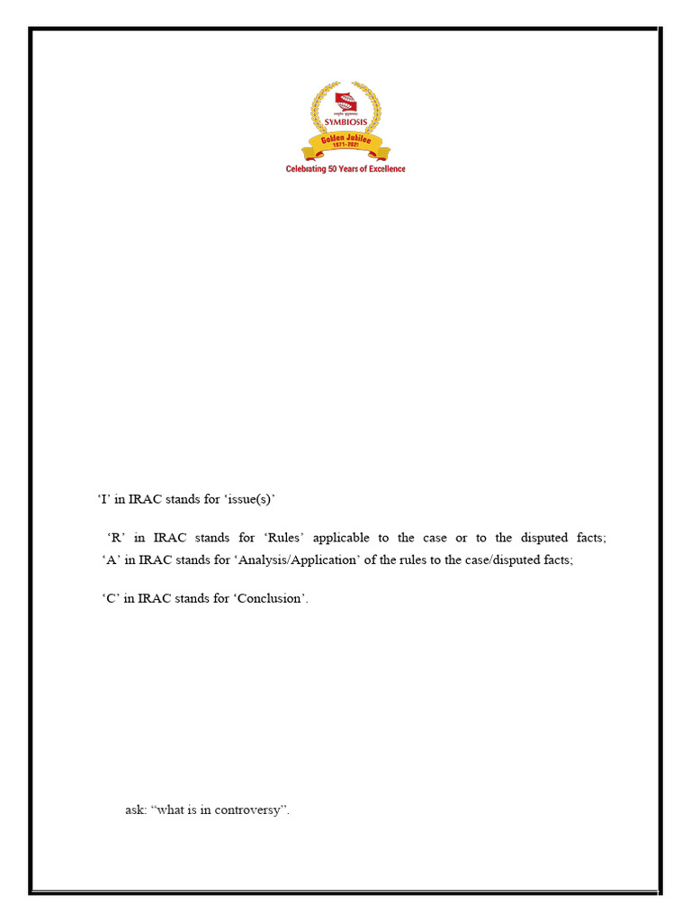 Law Students' Guide to IRAC Method | PDF | Argument | Justice